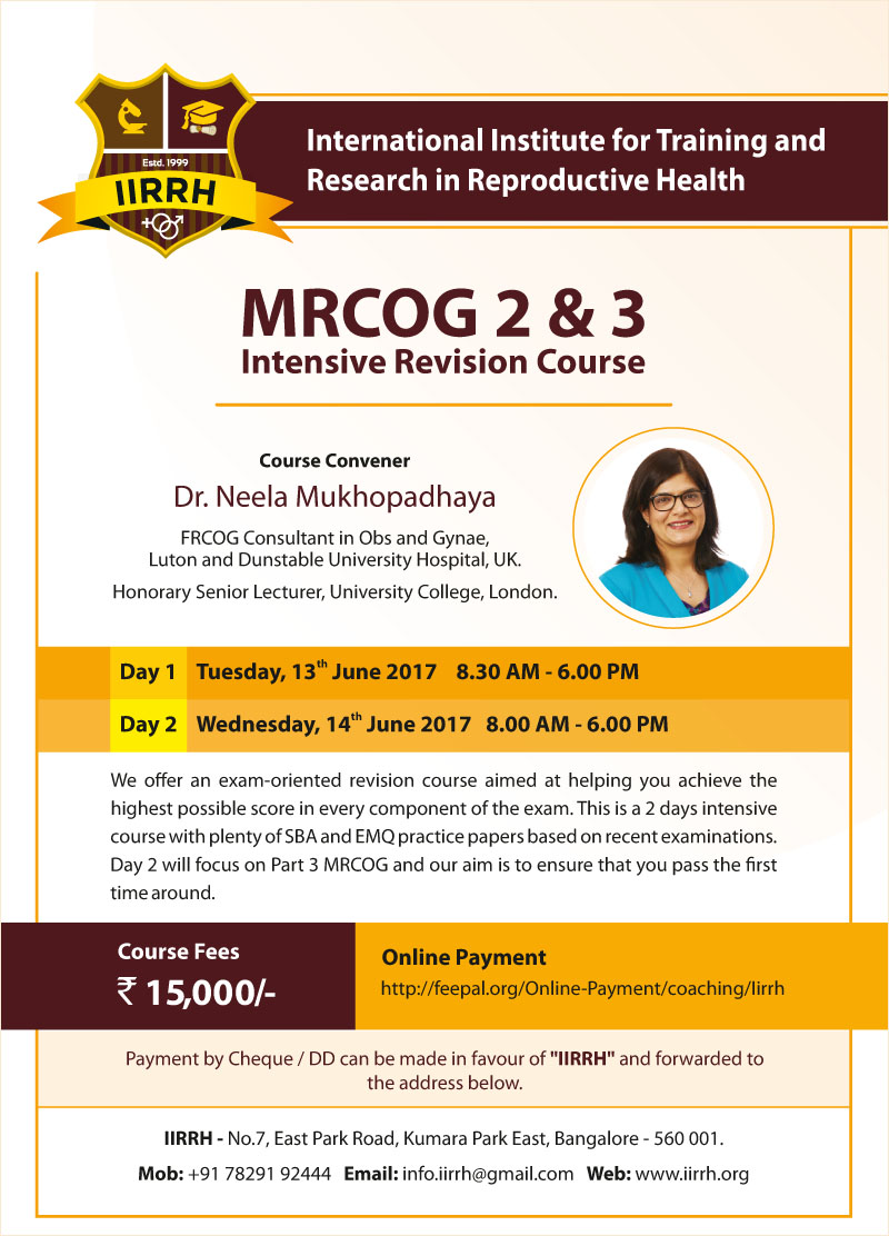 IIRRH - MRCOG 2 & 3 - INTENSIVE REVISION COURSE